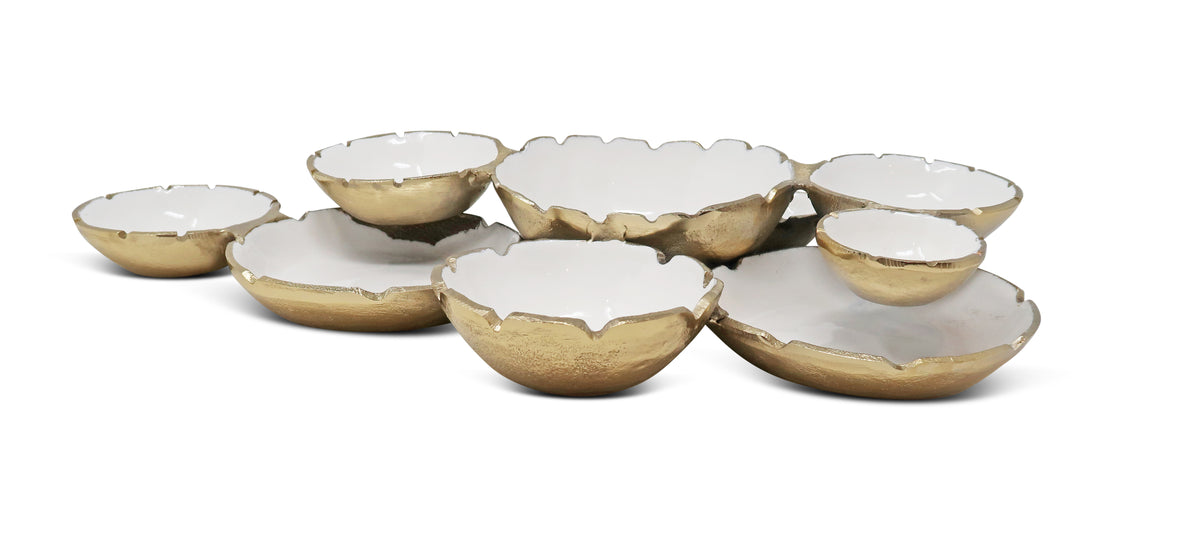 Multiple Cluster Bowl White and Gold – Classic Touch Decor