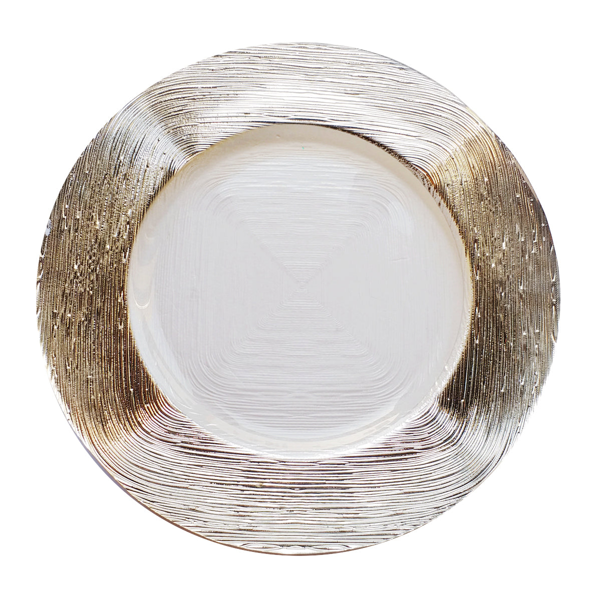 Set of 4 Glass Chargers with Colored Pattern Border – Classic Touch Decor