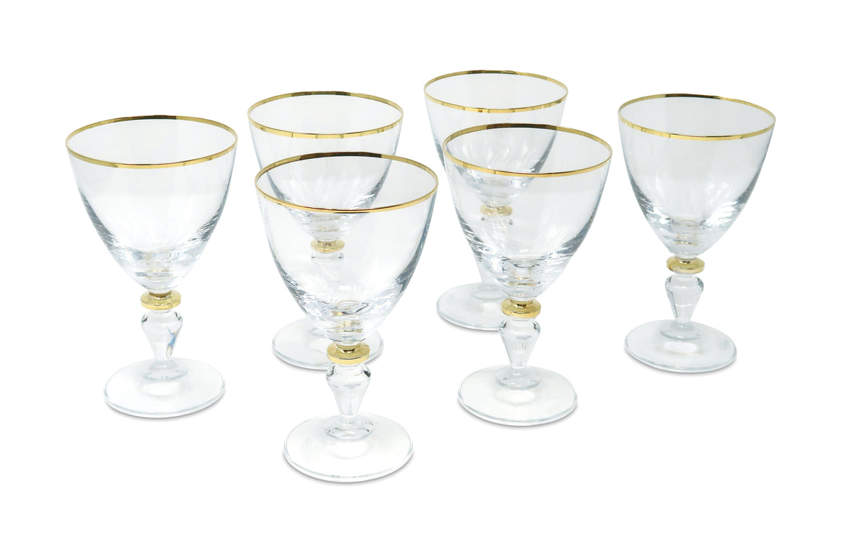 Set of 6 Water Glasses with Gold Accents – Classic Touch Decor