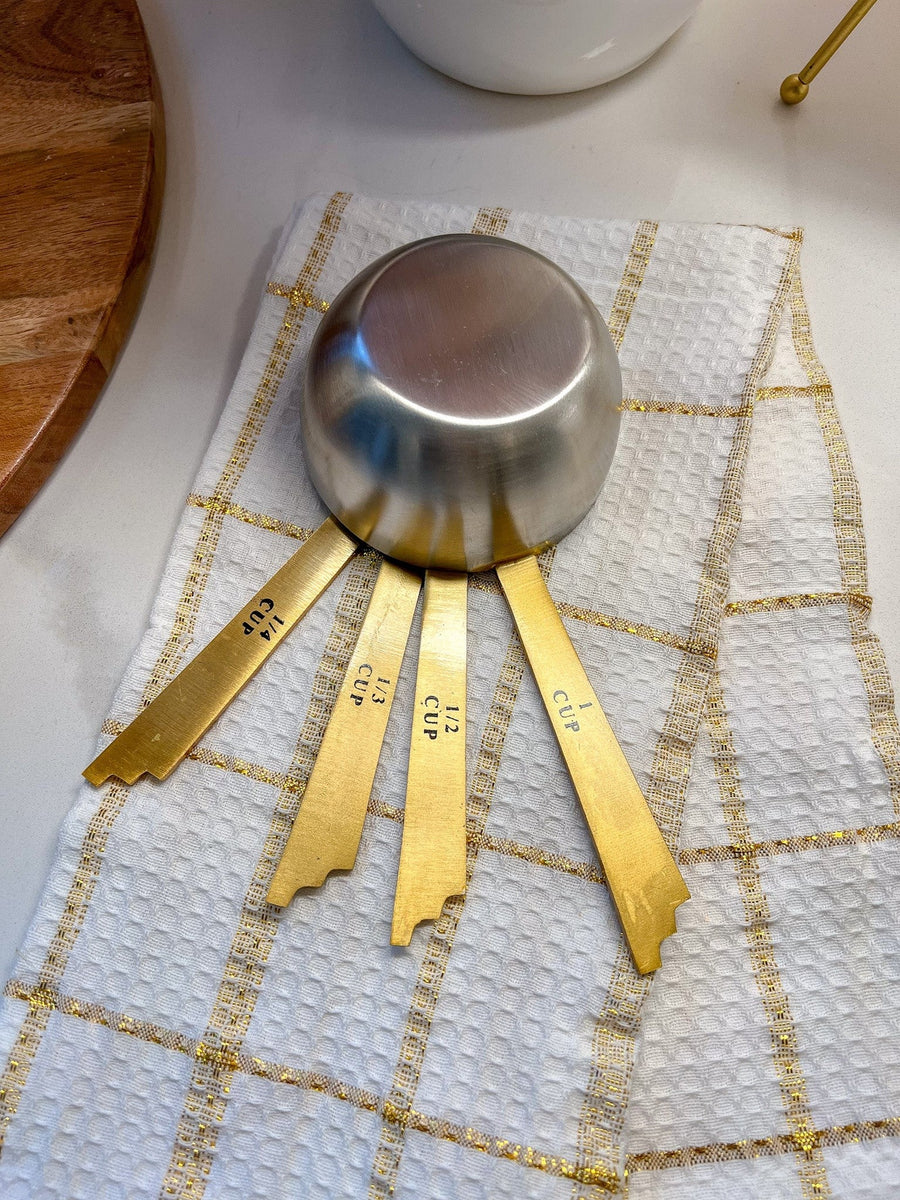 S/4 Measuring Spoons with Mosaic Design Gold Handle – Classic Touch Decor