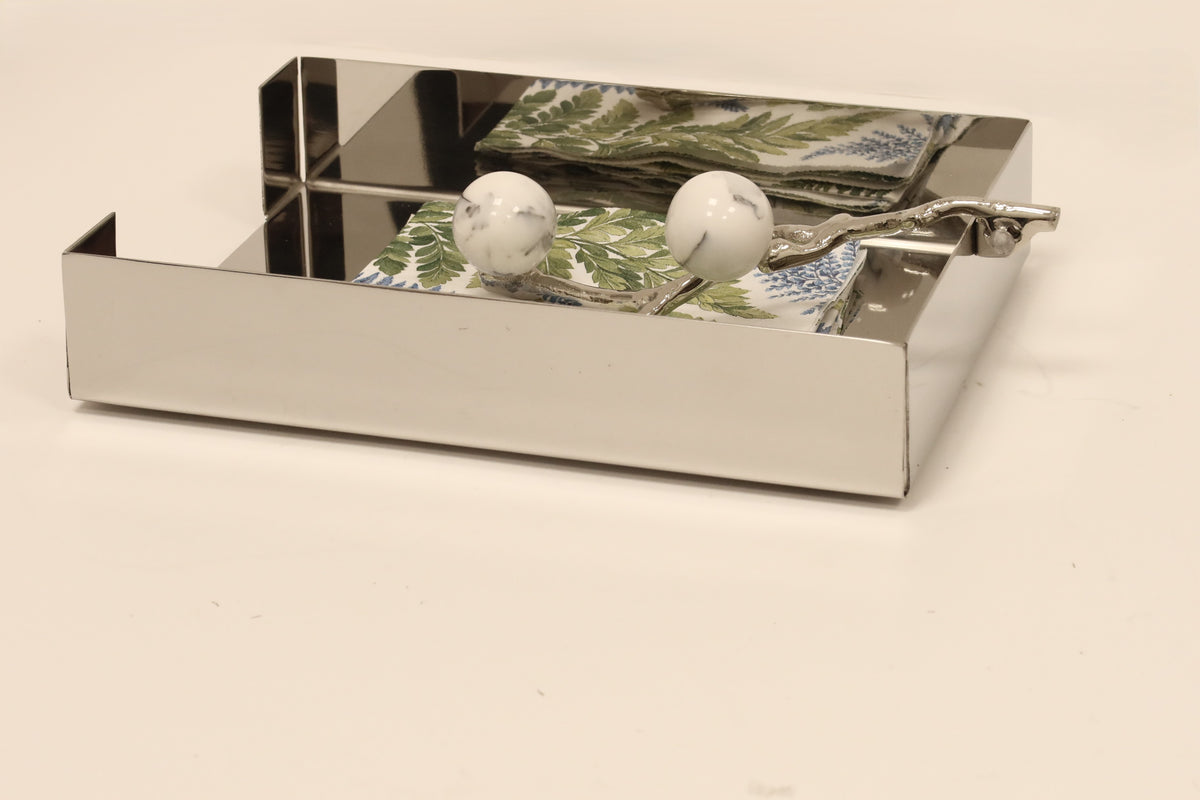 Tissue Holder Silver with Ball Legs - 9"L – Classic Touch Decor