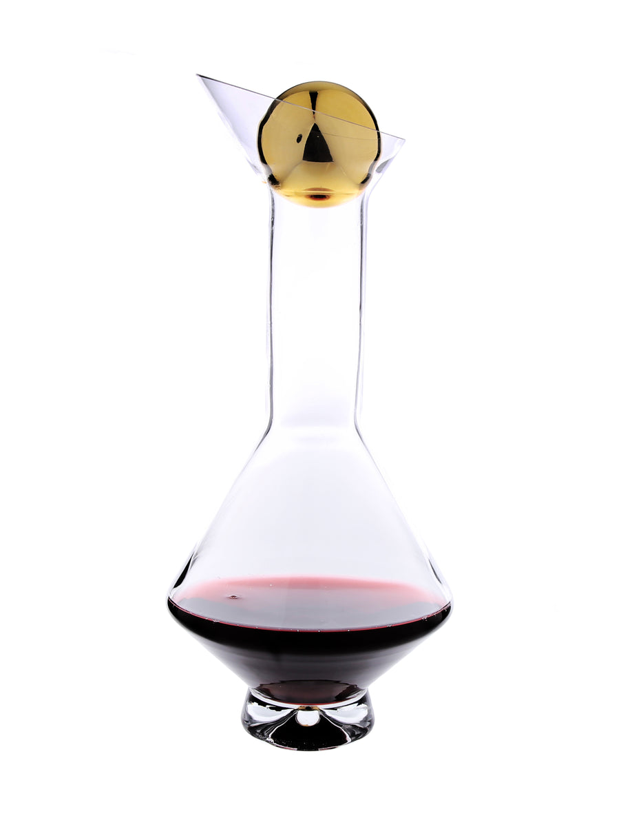 Glass Diamond Shaped Decanter with Gold Reflection and Lid – Classic ...
