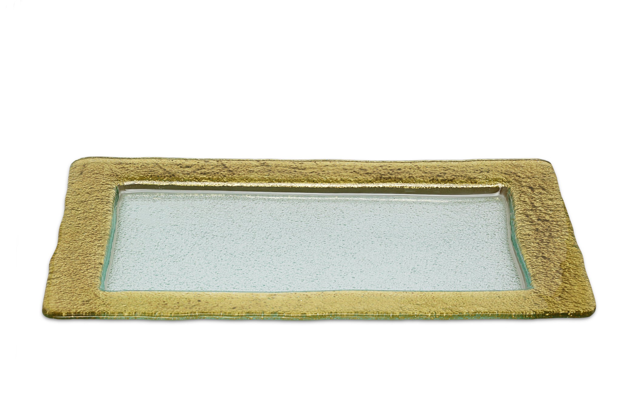 Rectangular Glass Tray with Gold Border – Classic Touch Decor