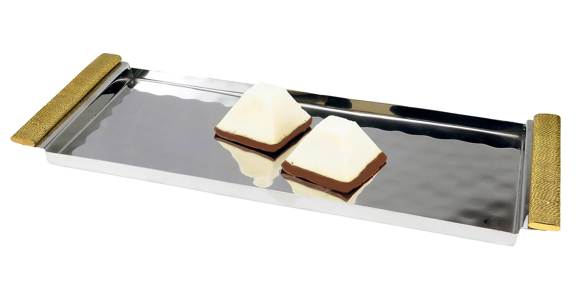 Small Rectangular Tray with Gold Handles – Classic Touch Decor