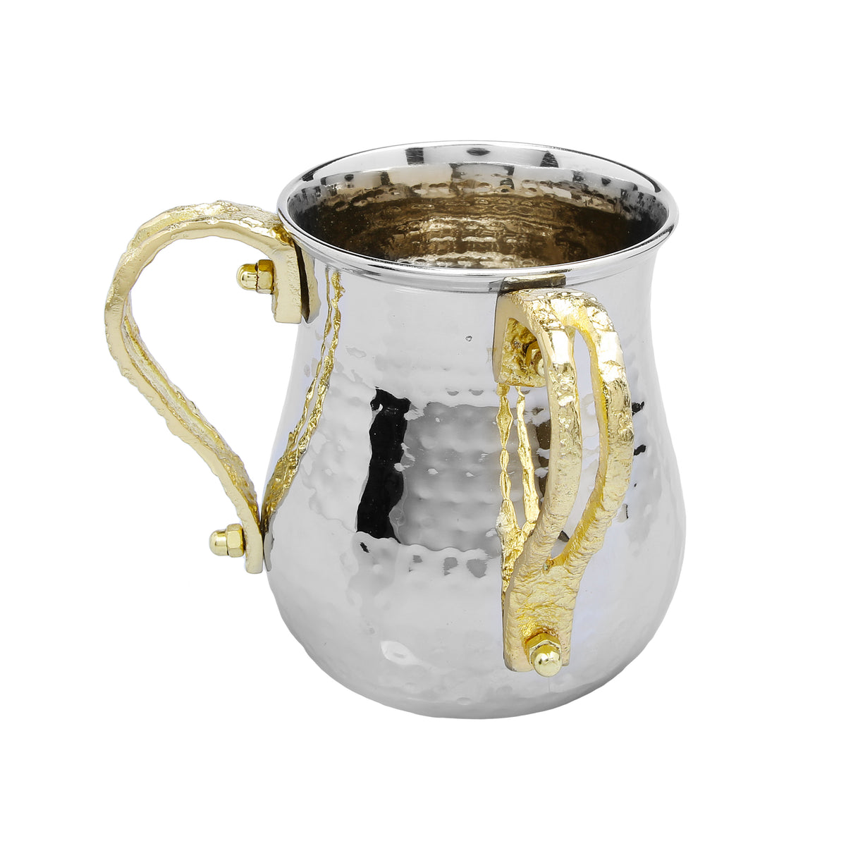Stainless Steel Wash Cup with Gold Loop Handles – Classic Touch Decor